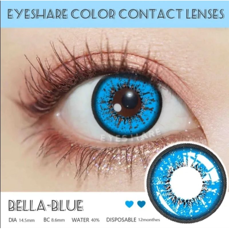 Jual Softlens Warna Bella Blue Biru Anime Cosplay Soft Contact Lenses ...
