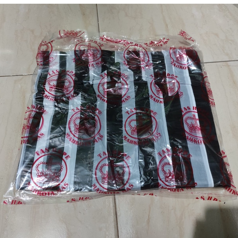 Jual Kantong Plastik/Kresek Hitam Putih/ Lurik Jumbo Ukuran 32 isi -+30 | Shopee Indonesia