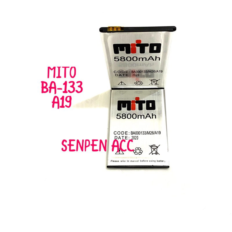 Jual BATTERAI BATTRE BATTERY MITO BA000133 BA-133 MITO A19 | Shopee ...