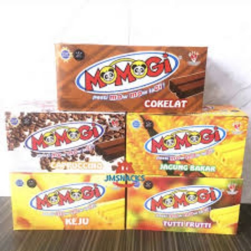Jual Momogi box isi 20 x 5 gr rasa keju / coklat / jagung bakar / cappuccino / Tutti Frutti ...