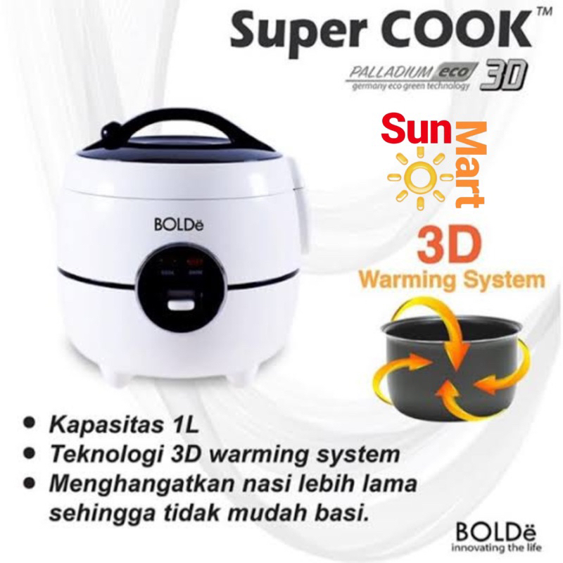 Jual BOLDe Rice Cooker 3D SUPER COOK 1 Liter PALLADIUM / Magic Com Mini ...