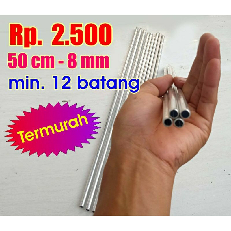 Jual pipa aluminium 8mm 50cm 12 btg | Shopee Indonesia