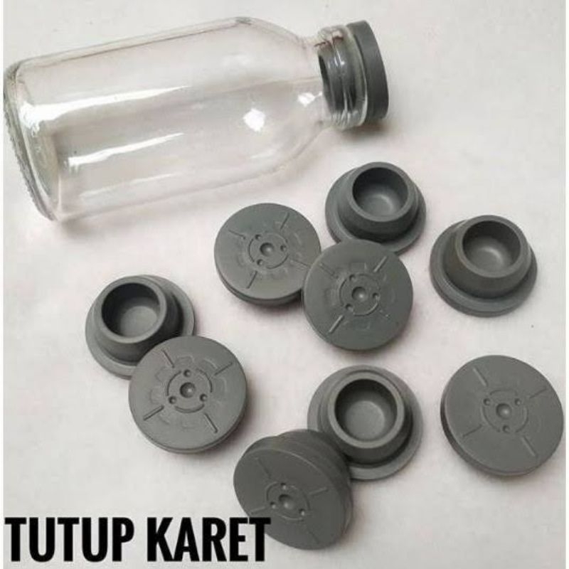 Jual Tutup botol kaca vial Tutup karet botol 100ml dan 50ml | Shopee ...