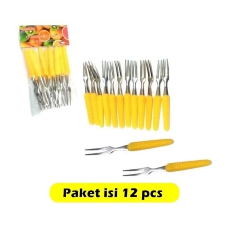 Jual 12pcs garpu kue dessert garpu buah motif jagung | Shopee Indonesia