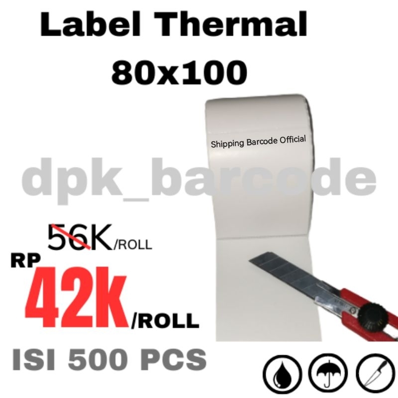 Jual Label Thermal 78x100 isi 500pcs, Kertas Thermal 80x100, Kertas ...