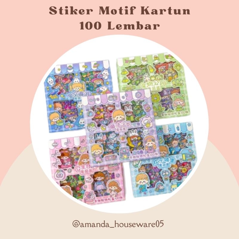 Jual Stiker Motif Kartun 100 Lembar/Stiker Momo/Stiker Korea Viral ...