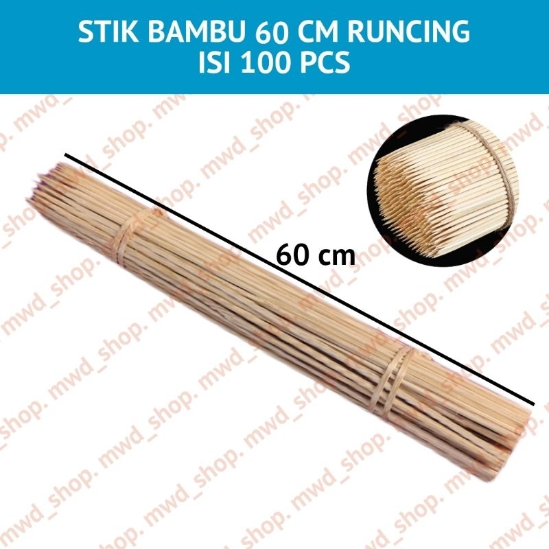 Jual Stik Bambu 60cm 100 pcs Runcing | Shopee Indonesia