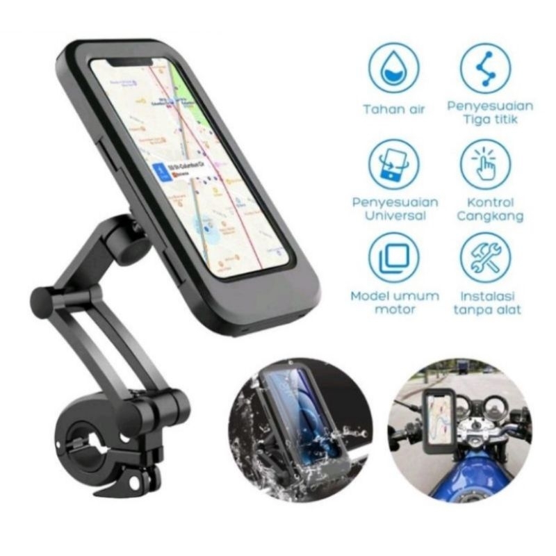 Jual [ SKS ] COD Phone Holder Motor Waterproof Tempat Dudukan Hp di Stang Sepeda HM-18 | Shopee ...