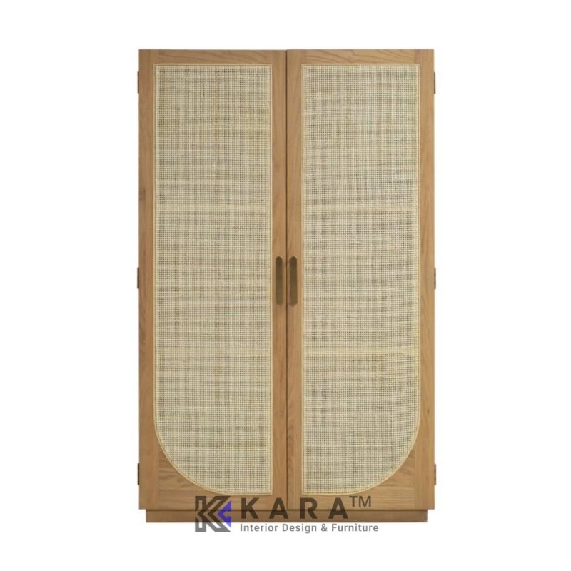 Jual Lemari Pakaian 2-6 Pintu Kayu Jati Kombinasi Anyaman Rotan ...