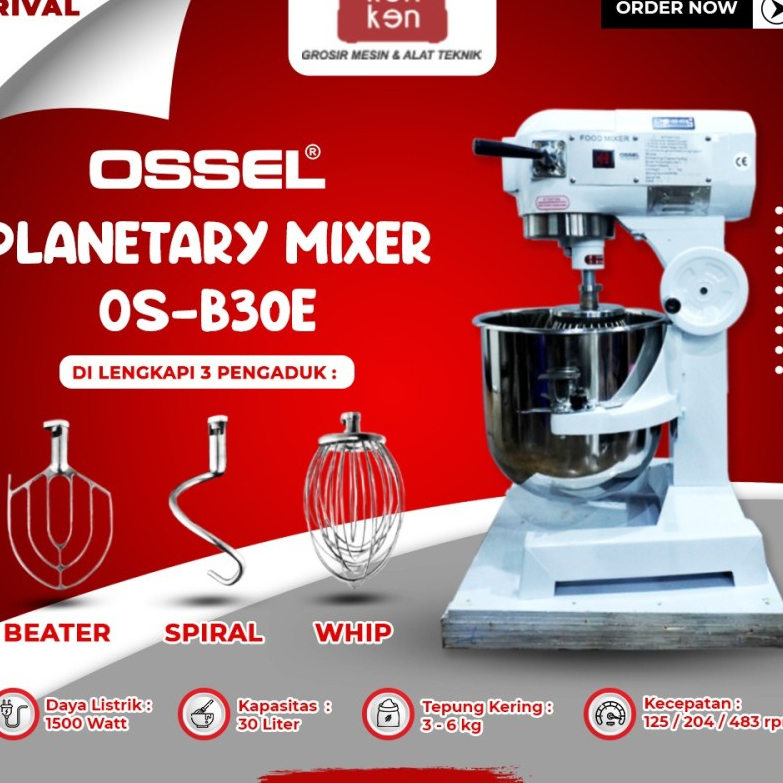 Jual OSSEL Mixer Roti 30Liter Planetary Mixer B30 Mixer 30Liter Mesin ...