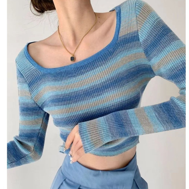 Jual Baju Atasan Korean Style Rajut Wanita Lengan Panjang Vintage Top | Shopee Indonesia