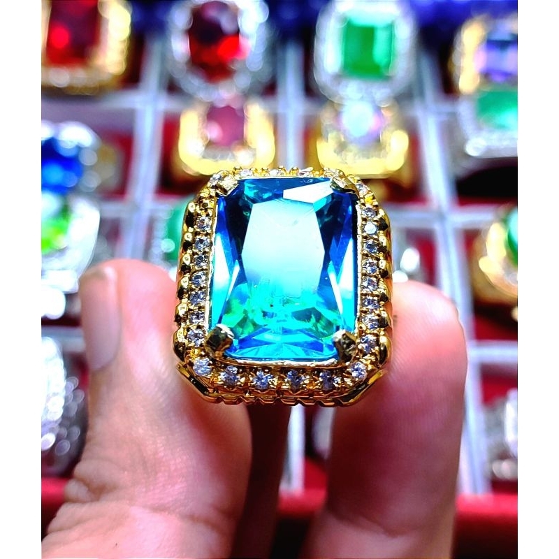 Jual CINCIN BATU BLUE TOPAZ ASLI CATAM SIAP PAKAI | Shopee Indonesia