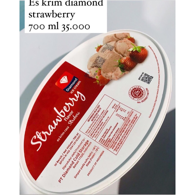 Jual es krim diamond strawberry 700 ml | Shopee Indonesia