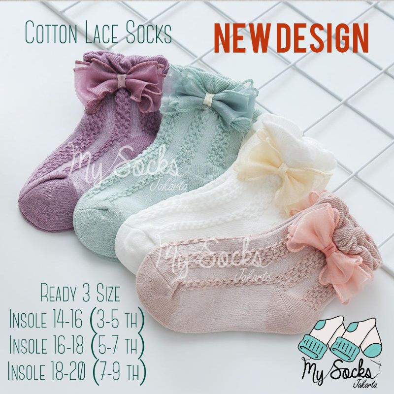 Jual kaos kaki renda pita anak perempuan katun / cotton lace socks ...