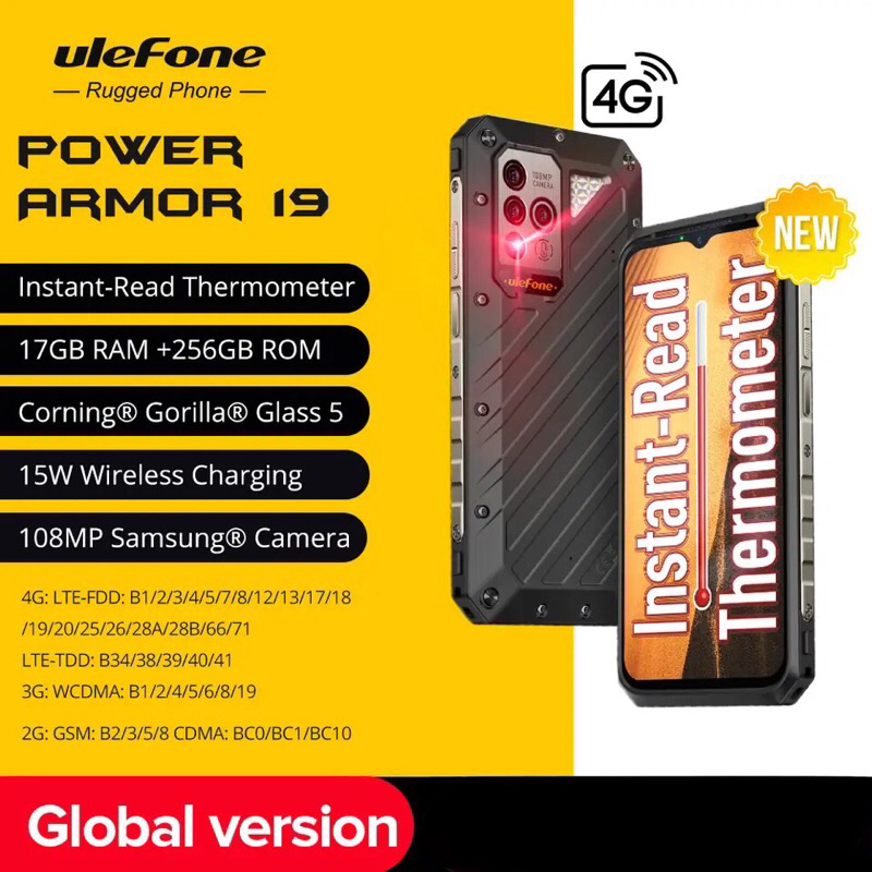 Jual Ulefone Power Armor 19 Rugged 17GB + 256GB 108MP 66W 9600MAh Android 12 NFC | Shopee Indonesia