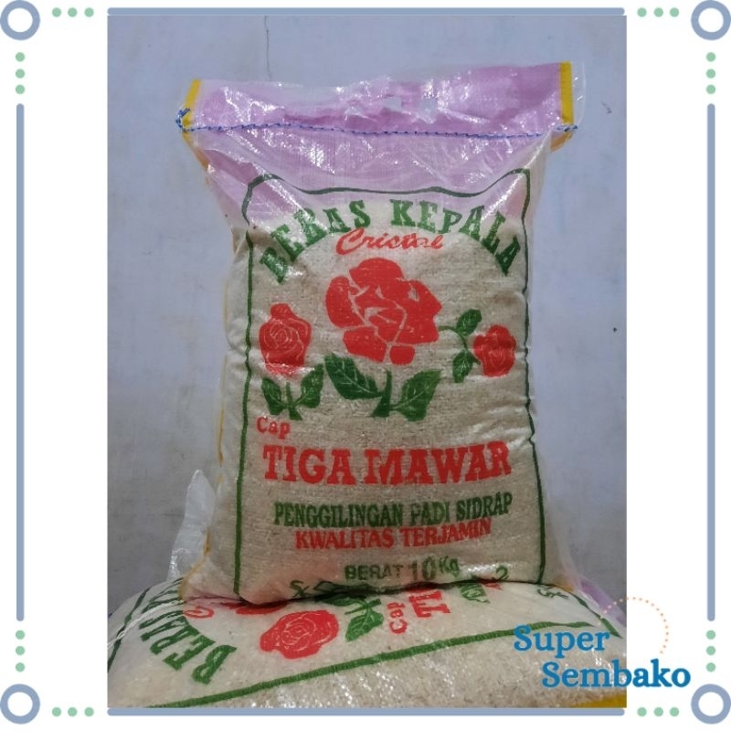 Jual BERAS KEPALA CRISTAL 10KG / 10 KG CAP TIGA MAWAR SIDRAP BERSIH ...
