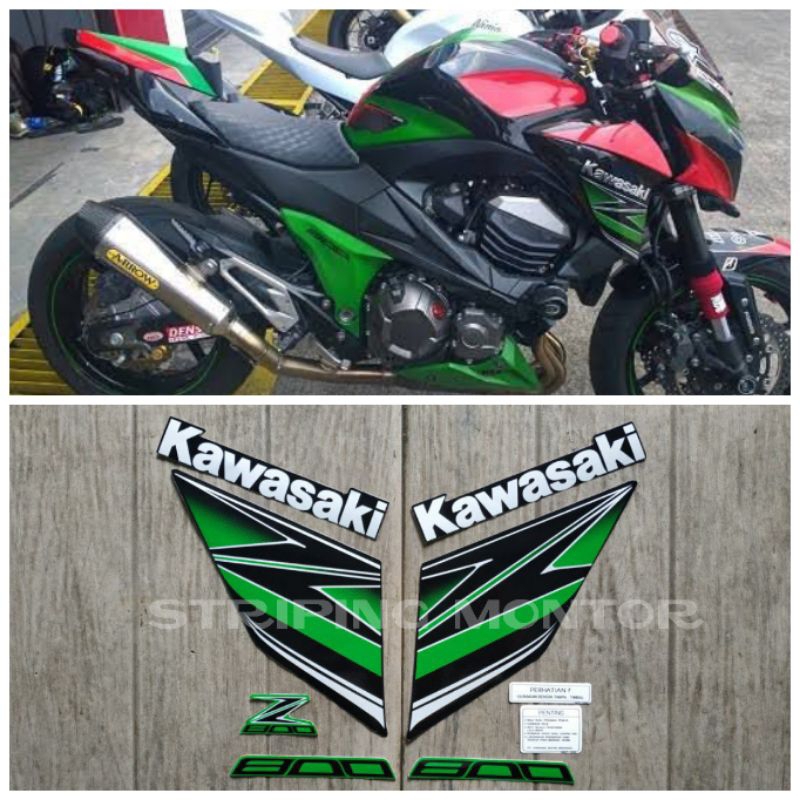 Jual Lis Striping Sticker Kawasaki Z800 Tahun 2016 Hitam Hijau | Shopee ...