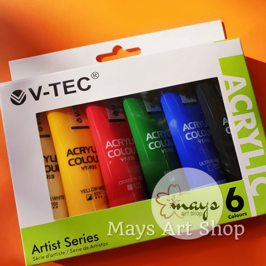 Jual Cat Akrilik Set Lukis V-Tec Isi 6 Warna Dasar x 30 ml / Vtec ...
