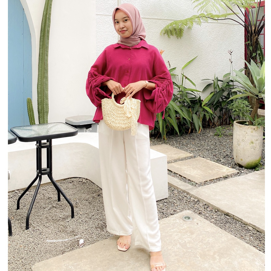 Jual Zoya Oneset - Oneset Wanita - Tangan Serut - Oneset Bahan Linen ...