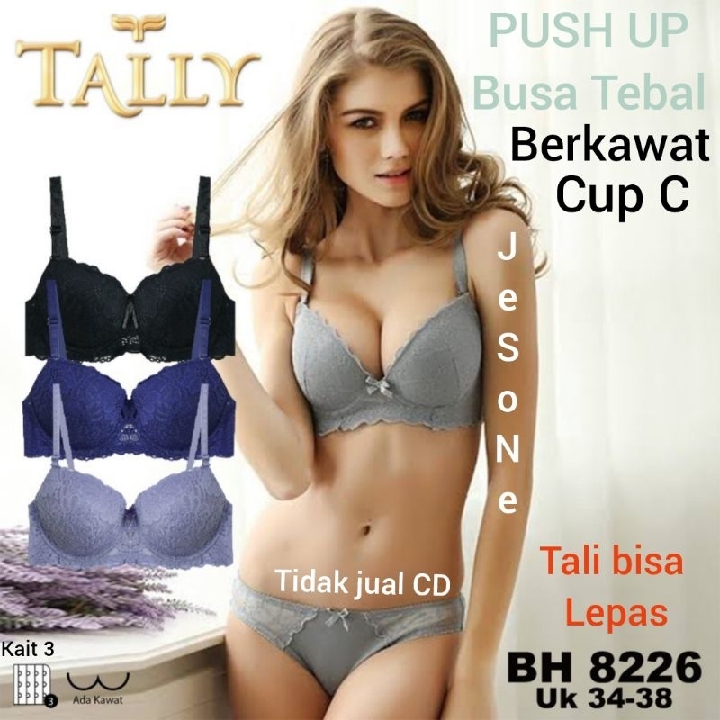 Jual TALLY 8226 Bra BH Push Up Busa Tebal Berkawat Cup C Kait 3 sz 34 - 38 | Shopee Indonesia