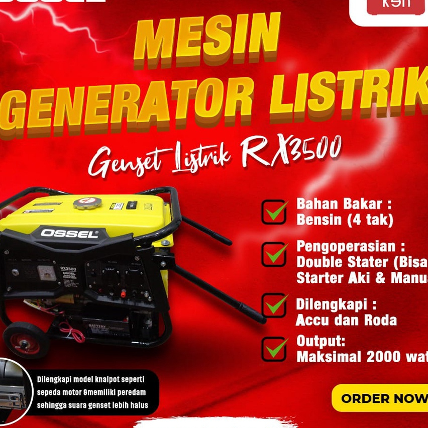 Jual Generator Listrik 2000 Watt RX3500 Double Stater Genset 2000 Watt ...