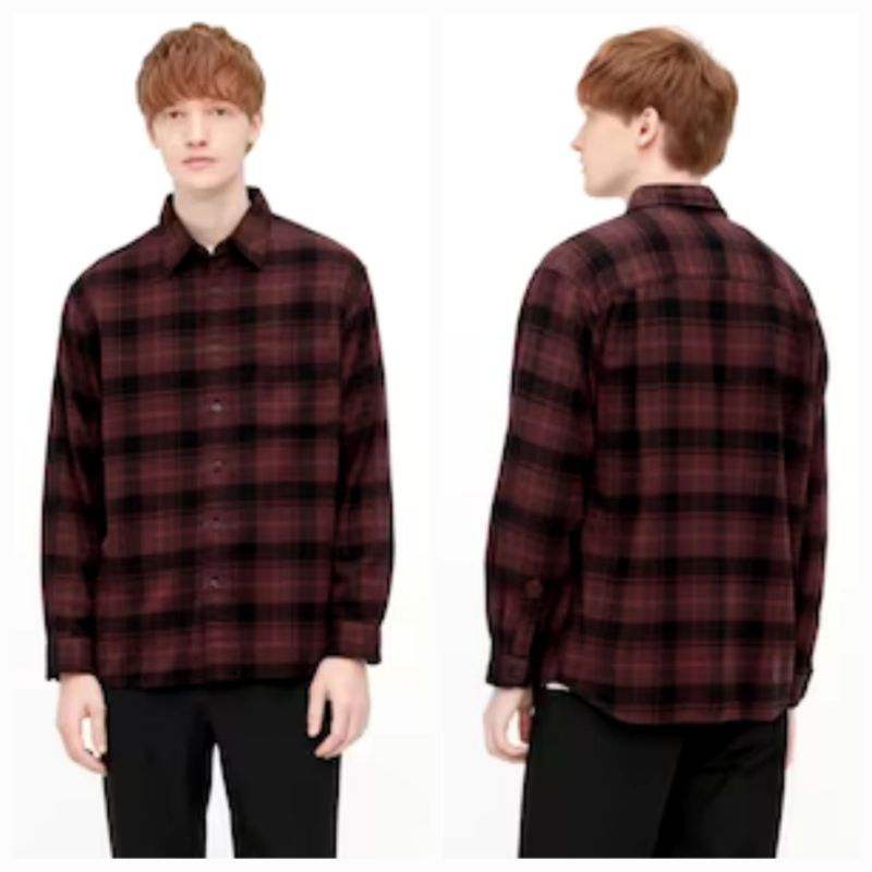 Jual Kemeja Flannel UNIQLO 18 Wine Biru Baru Asli Original | Shopee ...