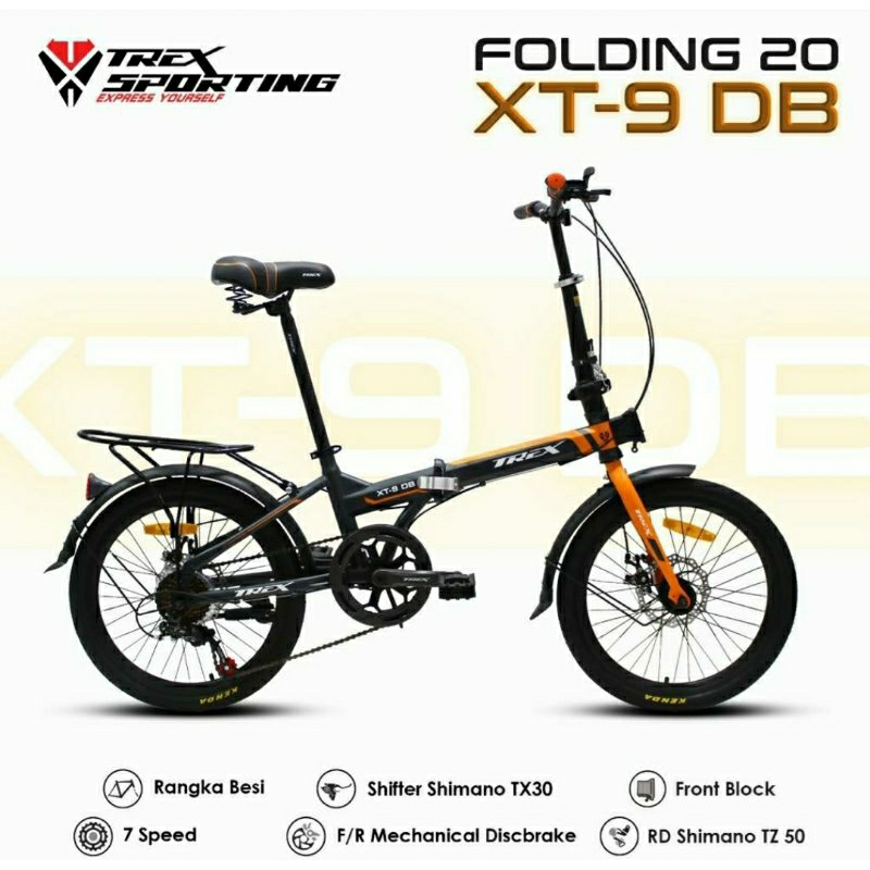 Jual Sepeda Lipat 20 inch Trex XT-9 Disc Brake XT9 Folding XT 9 Shimano ...