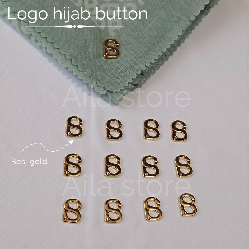 Jual logo hijab buttonscarves kw mirip ori pin kerudung B plat besi gold button look like ori ...