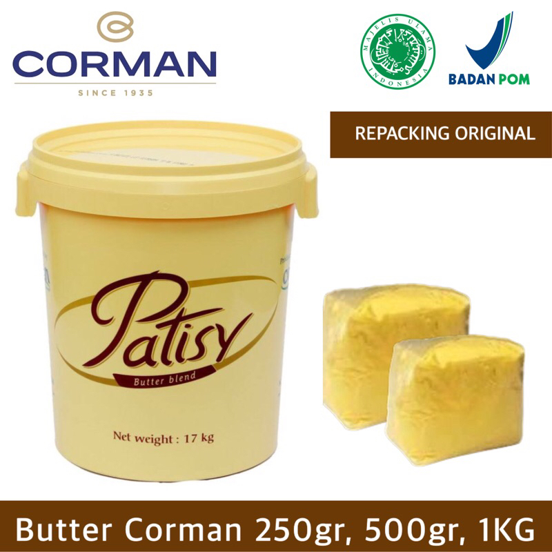 Jual CORMAN PATISY 250gr, 500gr, 1KG (REPACK) Unsalted Butter | Shopee ...