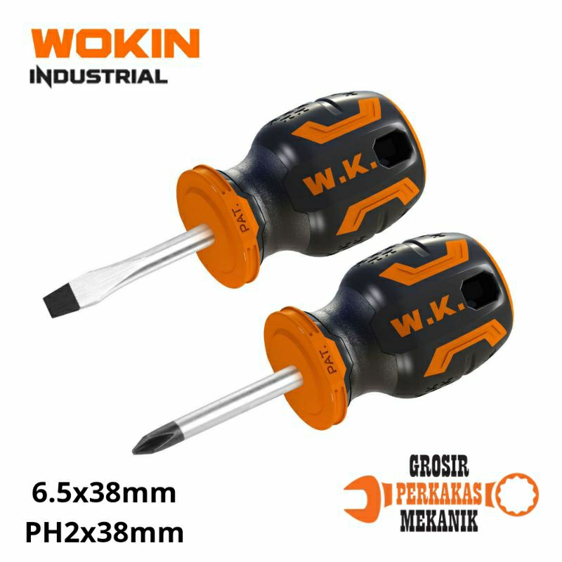 Jual Obeng Cebol WOKIN 2 pcs Stubby Screw Driver PH2 SL6.5 Plus Minus ...