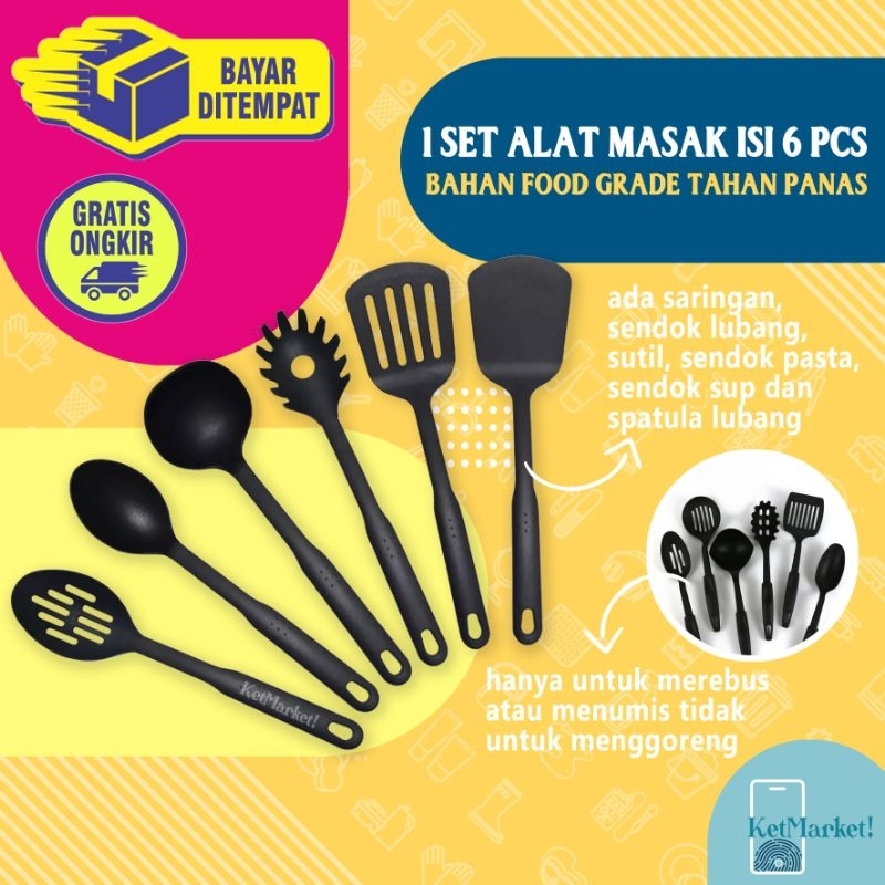 Jual KITCHEN UTENSILS SET - 1 Set isi 6 pcs Peralatan Masak Aneka Alat ...