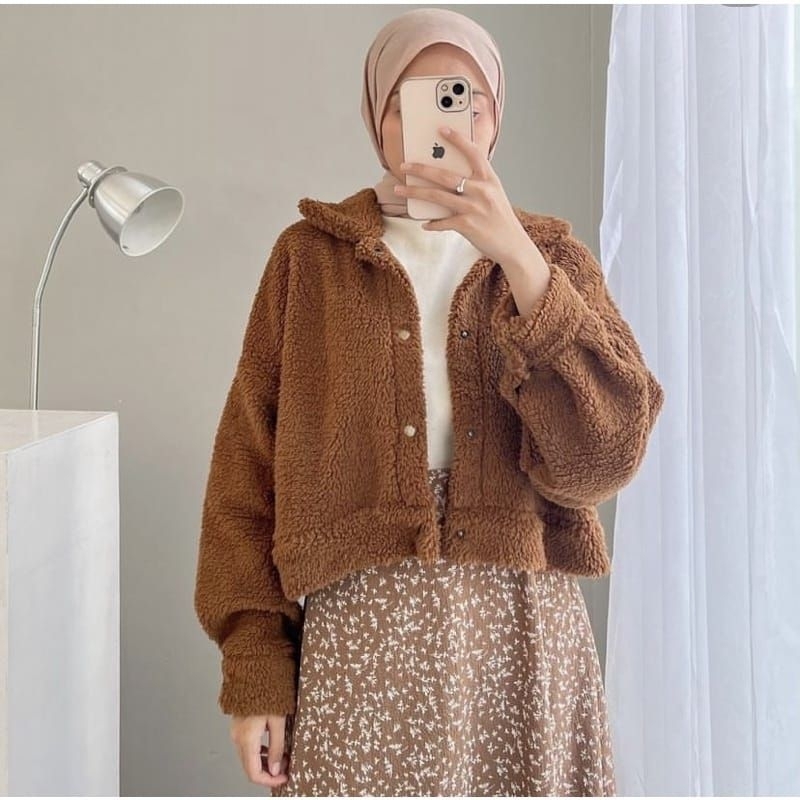 Jual CROOP FURRY SHERPA JACKET WANITA BAHAN BELUDRU TEBAL | Shopee ...