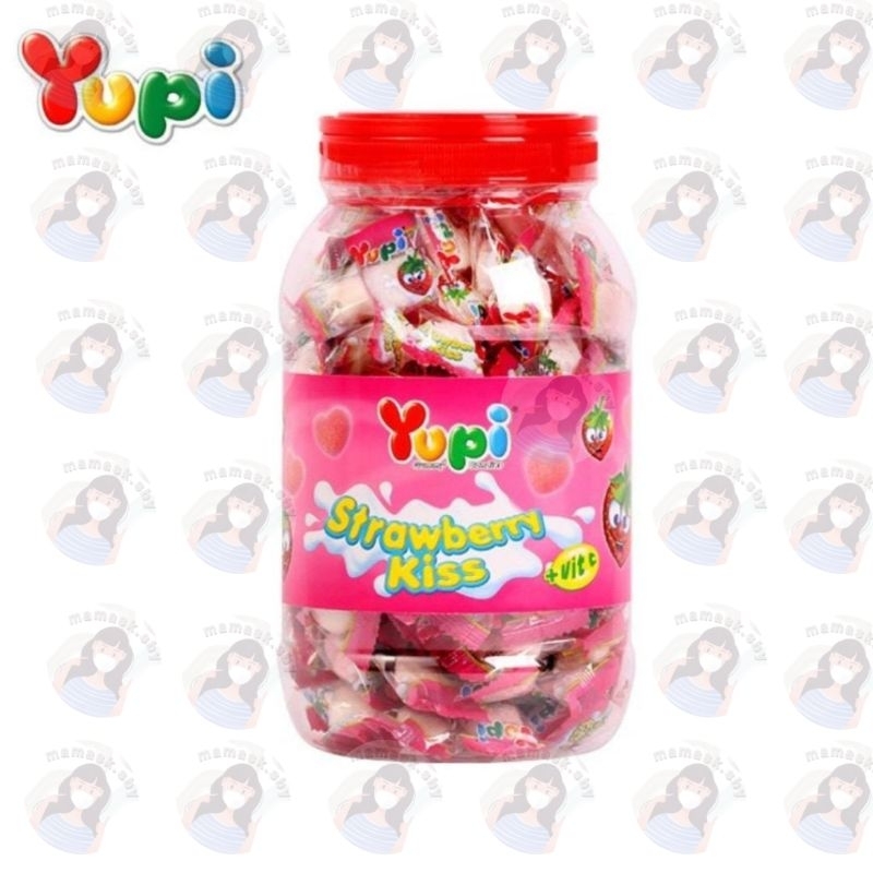 Jual YUPI KISS TOPLES ISI 125 PCS // PERMEN YUPI RASA STRAWBERRY TOPLES ...