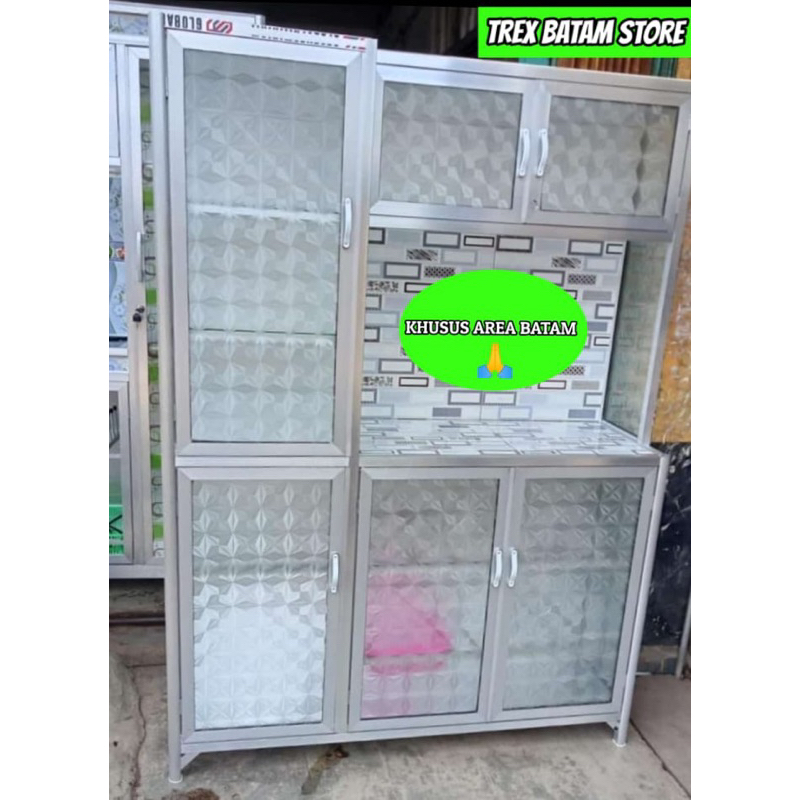 Jual LEMARI RAK ALUMINIUM 3 PINTU KACA POLOS INDO (BATAM) | Shopee ...