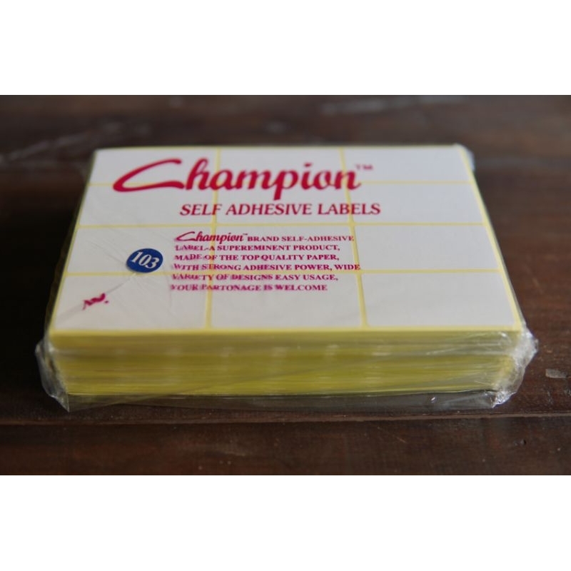 Jual label champion ASLI isi 7 lbr termurah 1 pk ( 25 plastik ...
