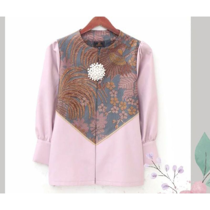 Jual blus batik kombinasi polos modern solo recommended tanpa Bros ...