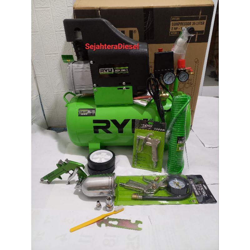 Jual RYU TEKIRO Paket Kompresor 2HP 35Liter&Inflator Tekiro|Airduster|Selang TEKIRO | Shopee ...