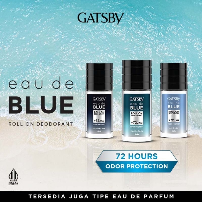 Jual GATSBY Eau De Blue Deodorant Roll On 50 ( BOTOL KACA ) | Shopee Indonesia