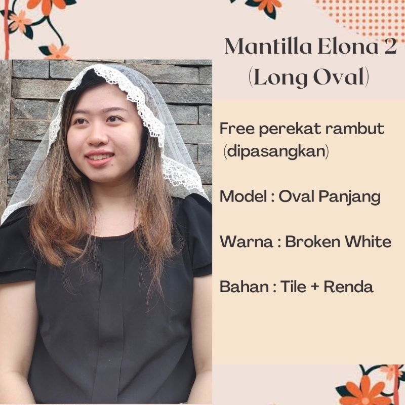 Jual Mantilla Mantila Kerudung Doa Misa Church Veil Elona 2 Long Oval | Shopee Indonesia