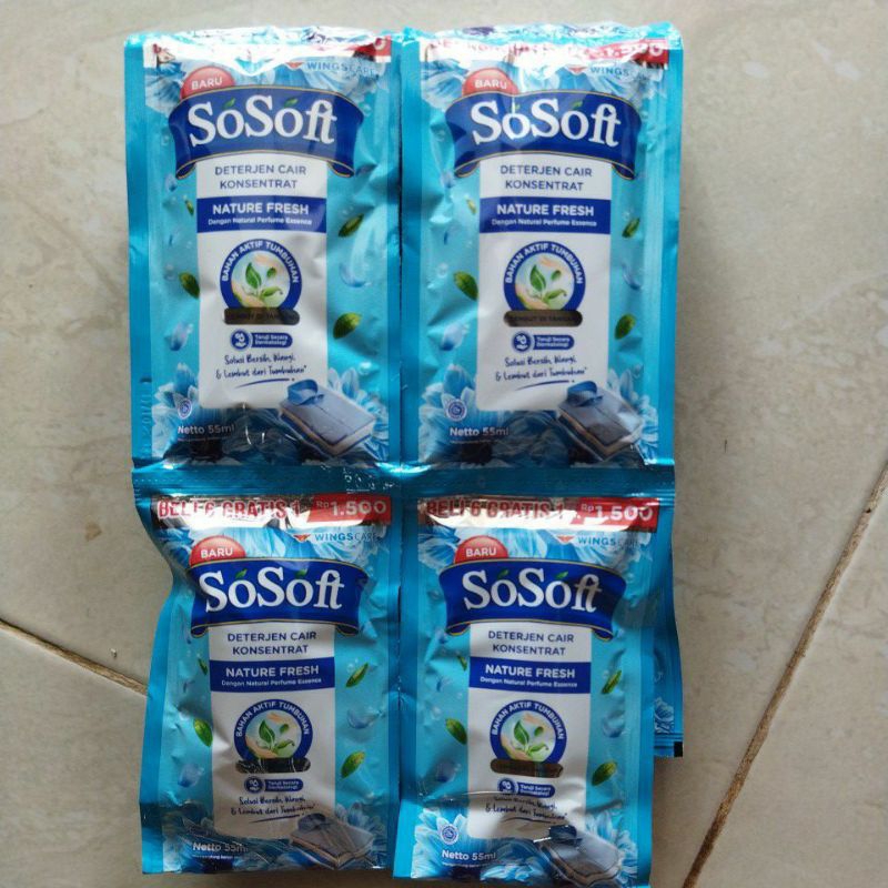 Jual Beli 3 Gratis 1 SoSoft Detergent Cair Kemasan Sachet 80 Ml ...