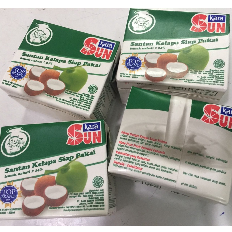 Jual Santan SUN Kara - Santan Kelapa Siap Pakai | Kemasan Kotak 200 ml ...