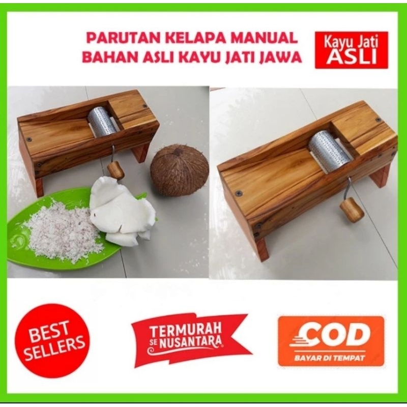 Jual Parut kelapa jahe kunyit manual kayu jati Belanda Parut stainless | Shopee Indonesia