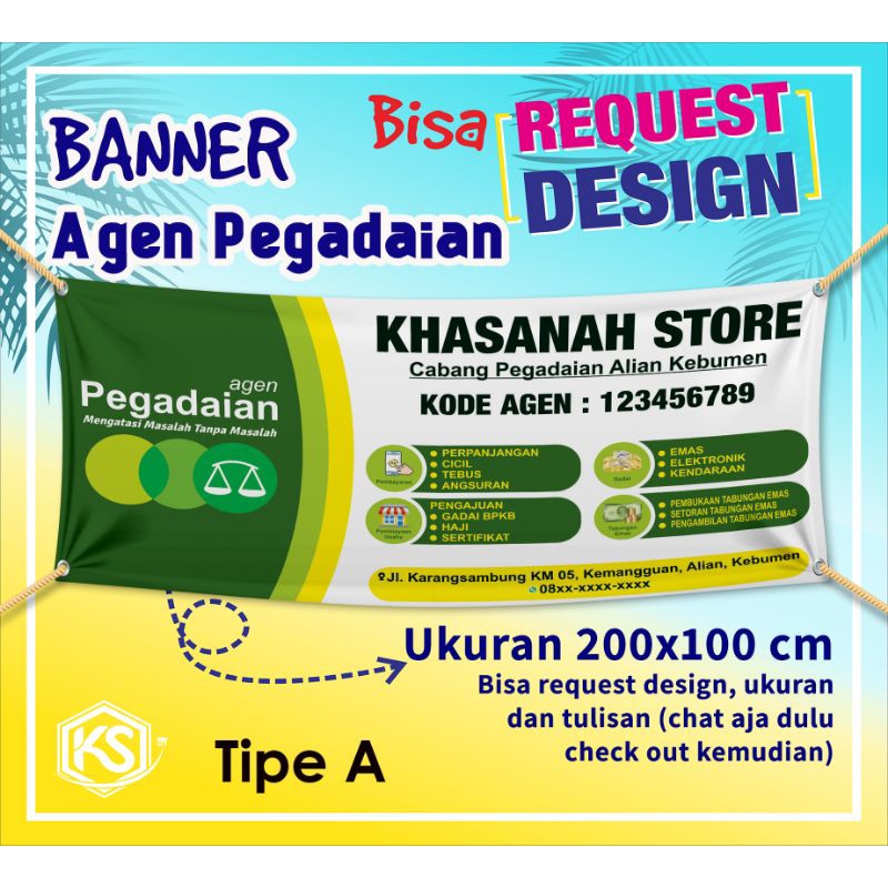 Jual Banner/Spanduk Agen Pegadaian 200x100 cm | Shopee Indonesia