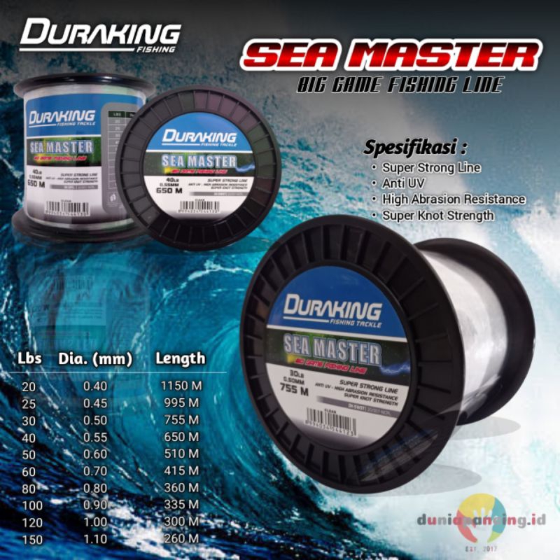 Jual Senar pancing duraking sea master gulungan lebih besar 1/2 spool ...