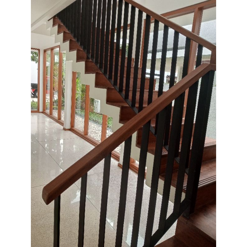 Jual pagar railing tangga minimalis plat strip sudah termasuk railing ...
