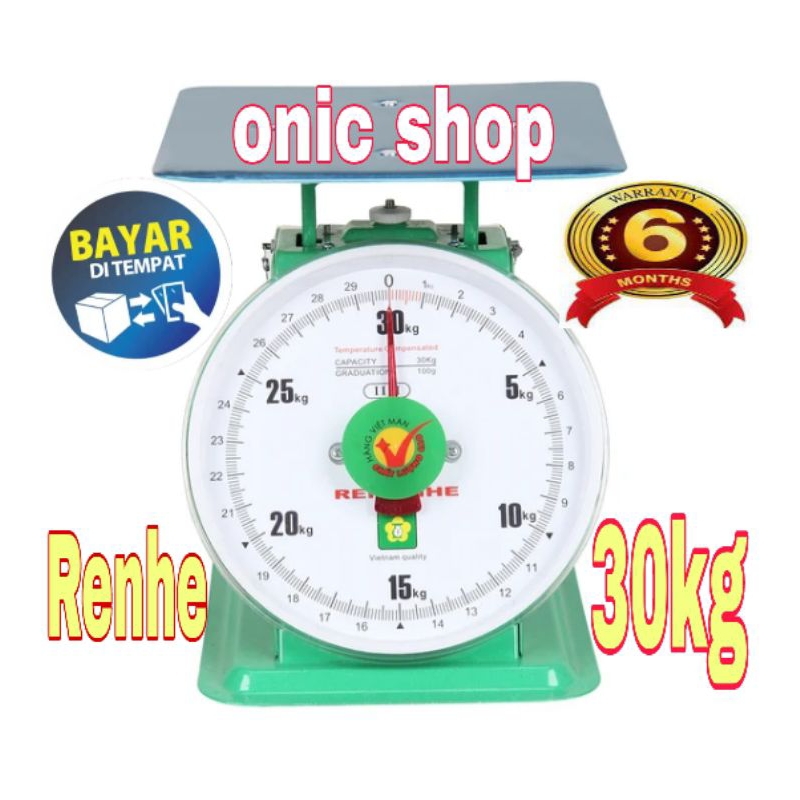 Jual timbangan jarum 30kg renhe/timbangan manual/timbangan duduk | Shopee Indonesia