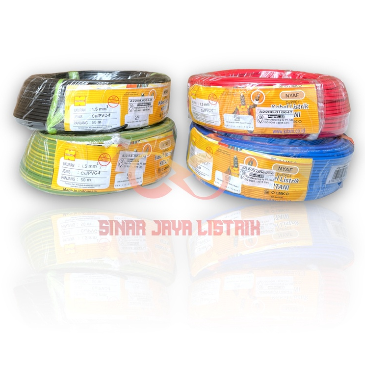 Jual KITANI Kabel Serabut NYAF 0.5 / 0.75 / 1.5 / 2.5 mm² panjang 50 ...