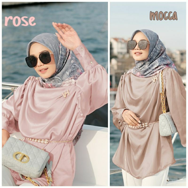 Jual GLAM BLOUSE BY VANILLA HIJAB _ Mocca S, Rose S | Shopee Indonesia