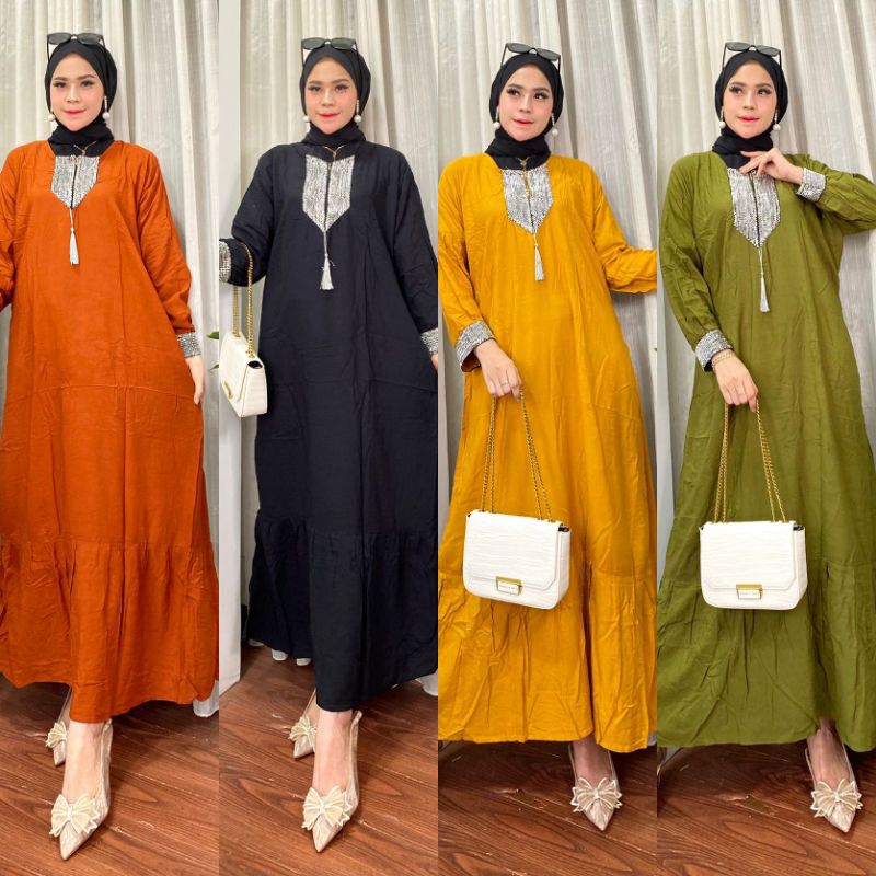 Jual TERBARU GAMIS DUBAI ARABIAN BAHAN RAYON TEBAL KOMBINASI RENDA SIZE ...