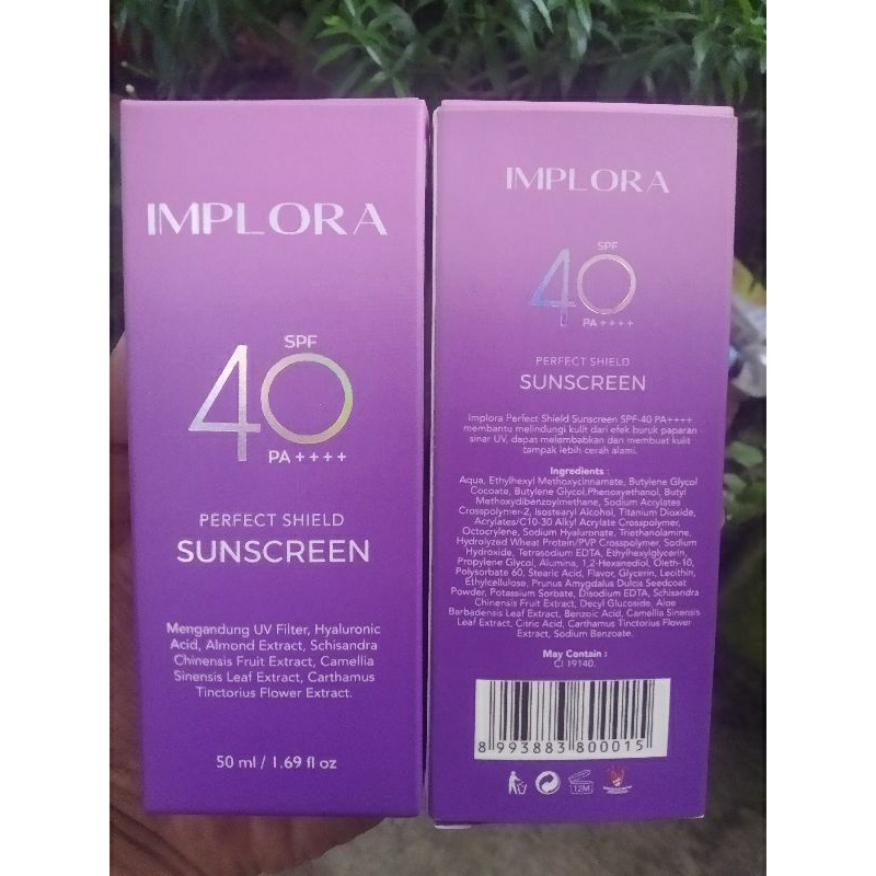 Jual IMPLORA SUNSCREEN 40SPF PA++++ perfect shield 50ml | Shopee Indonesia